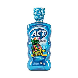 ACT Kids Anticavity Fluoride Rinse Pineapple Punch 16.9 fl. oz. Accurate Dosing Cup, Alcohol Free