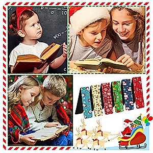 48 Pieces Christmas Magnetic Bookmarks Bulk Santa Reindeer Bookmarks Magnet Page Markers Xmas Magnetic Page Clips Bookmark for Students Teachers Book Lovers School Home Office Supplies, 6 Styles
