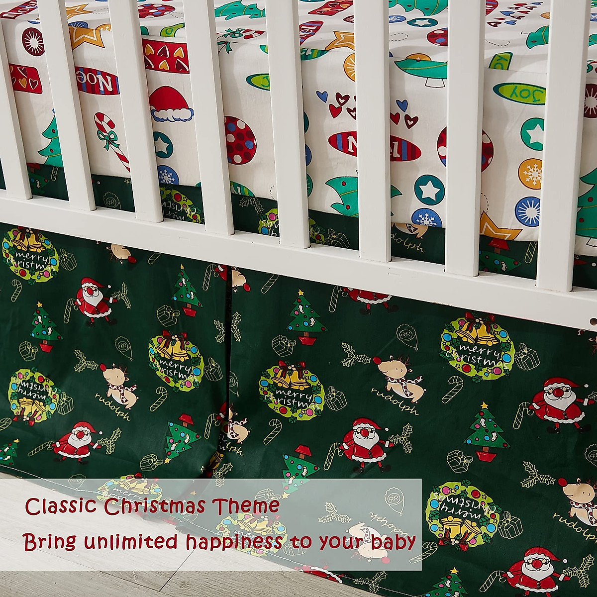 Brandream Christmas Crib Bedding Sets for Girl Boy Nursery Set 3 Pieces 100% Cotton Gender Neutral Baby Bedding | Crib Comforter, Fiited Crib Sheet, Dust Ruffle