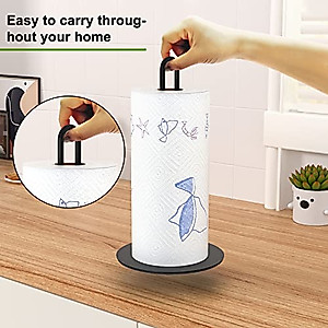 Black Paper Towel Holder Countertop, Farmhouse Paper Towel Holder Stand for Kitchen and Bathroom Organization and Storage, Paper Towel Roll Holder with Non-Slip Base for Standard and Large Size Rolls