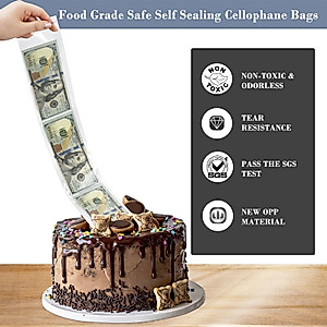 Miraclekoo 100Pcs Cake Money Box Transparent Bags 3.1X6.7in Clear Self Sealing Cellophane Bags Resealable Cello Poly Bags Money Sleeves for Birthday Wedding Party Decoration