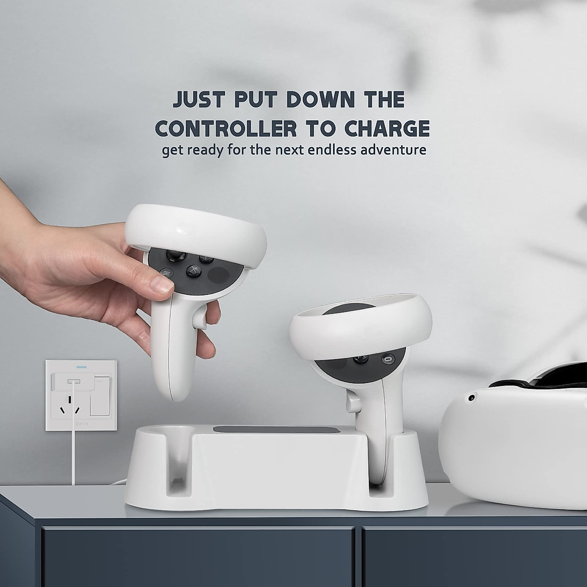 Charging Dock for Oculus Quest 2 Controllers,VR Charger Station for Oculus Quest 2 Controllers Fast Charging Station Set with Type-C Charging Cable