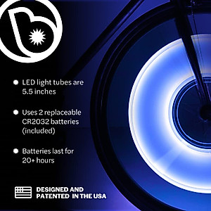 Brightz SpinBrightz Bike Spoke Lights Bike Wheel Lights Bike Spoke Decorations Bike Tire Lights Bicycle Wheel Lights Burning Man Bike Lights Bike Accessories Bike Lights for Riding at Night, Blue