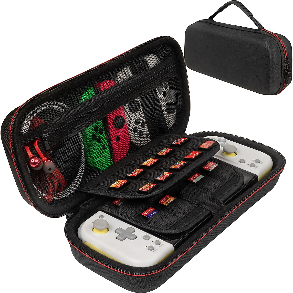 ButterFox Carrying Case for Hori Split Pad Compact, 20 Game Slot Holders (18 Physical + 2 digital), Compatible with Both Regular Switch and Swith OLED - Black
