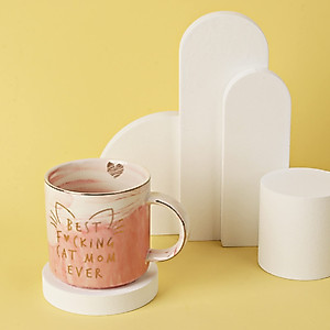 Cat Mom Gifts for Women - Crazy Cat Lady Coffee Mug Gift for Cat Lover Mom, Daughter, Sister, Aunt, Wife, Best Friends, BFF, Coworkers, Her - Best Cat Mom Ever - Pink Marble Mug, Ceramic 11.5oz Cup