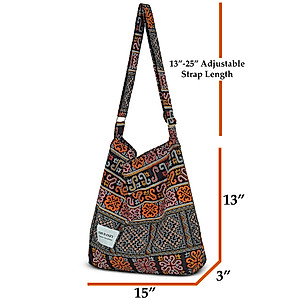 Your Cozy Women's Retro Large Size Cotton Shoulder Bag Hobo Crossbody Handbag Casual Tote For Shopping and Travel (Black)