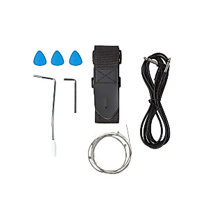 Monoprice Indo Series 6 String Electric Guitar Package, Right, Black (625904)