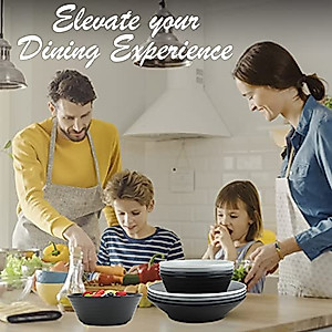 Wrova Wheat Straw Dinnerware Sets - 8 set Unbreakable Microwave Safe Dishes - Reusable Wheat Straw Plates and Bowls Sets for Kitchen - Kid’s Wheat Straw Bowls and Plate for Cereal, Soup （4 color）