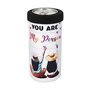 Tutmyrea Gifts for Best Friend Women 12 OZ Slim Can Cooler, Stainless Steel Insulated Drink Holder for Soul Sister BFF Bestie Personalized Birthday Christmas Presents Friendship Gifts
