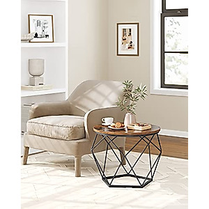 VASAGLE Small Coffee Table Set of 2, Round Coffee Table with Steel Frame, Side End Table for Living Room, Bedroom, Office, Rustic Brown and Black