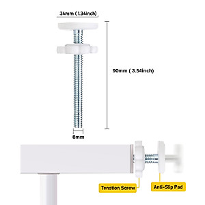 4 Pack Baby Gate Threaded Spindle Rod 8MM(M8), Replacement Screw Bolts Hardware Parts Kit for Pet & Dog Pressure Mounted Safety Door & Stair Gates (a White)