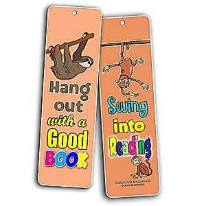 Creanoso Young Readers Animal Roarsome Reading Bookmarks for Kids (30-Pack) – Reading Encouraging Words Bookmarkers Bulk Set – Premium Quality Book Clippers Boys, Girls