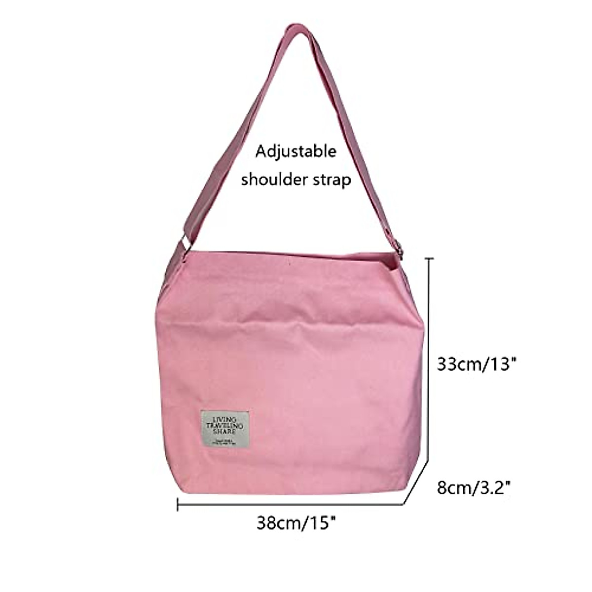 Women's canvas shoulder bag, tote bag. Simple retro, ideal for shopping and everyday storage (Pink)