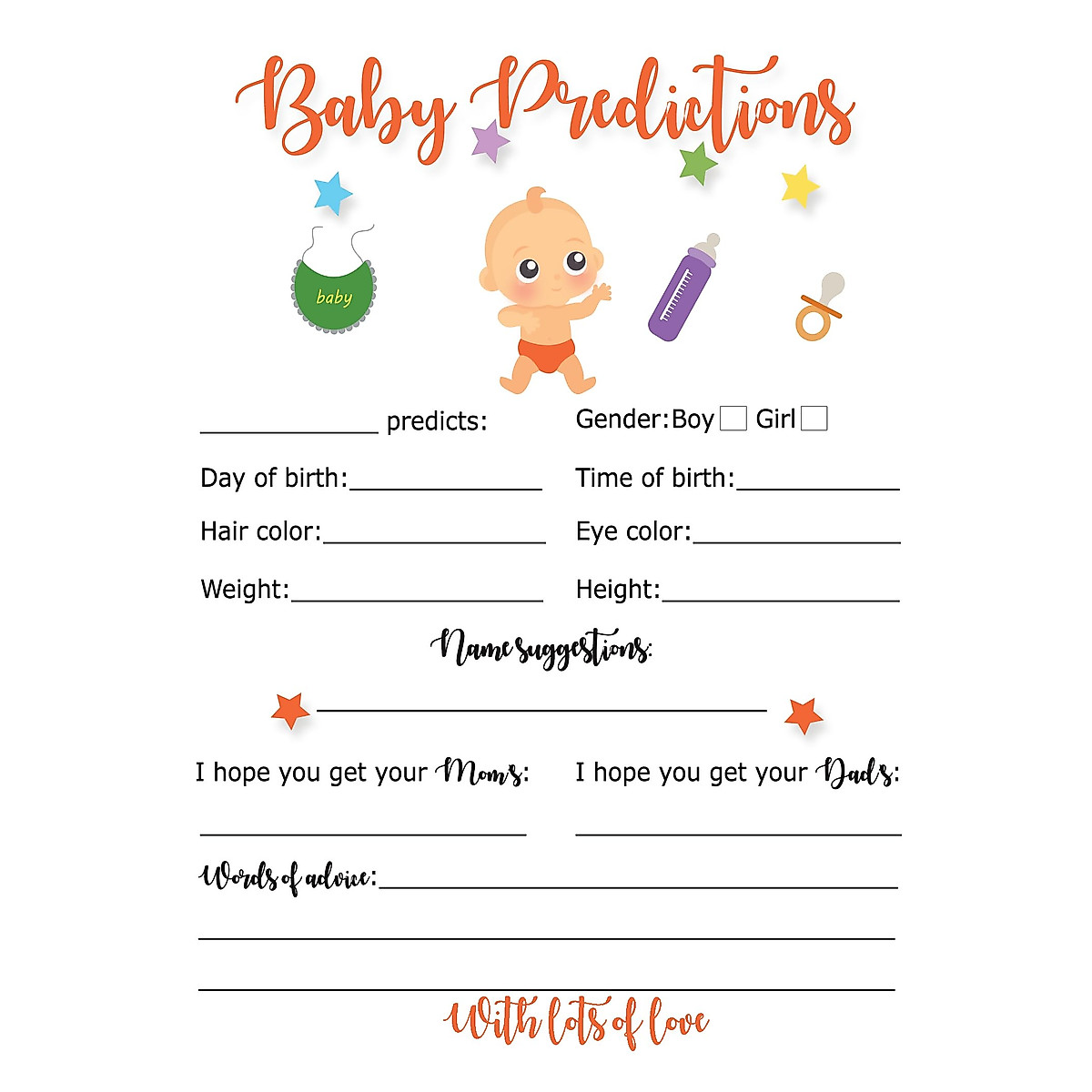 LOTUS-A Baby Shower Games - Fun Guessing Game Girls Boys Babies Gender Neutral Ideas Shower Party Favorite Adults Games for Baby Shower Activities