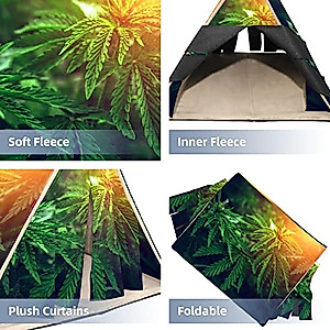 RATGDN Small Pet Hideout Marijuana Weed Leaf Pattern Hamster House Guinea Pig Playhouse for Dwarf Rabbits Hedgehogs Chinchillas