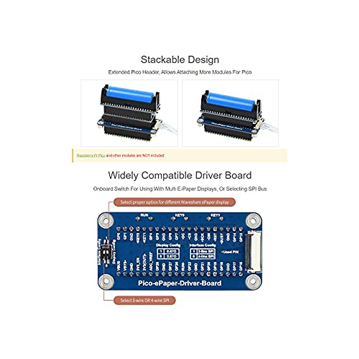 Waveshare 5.83inch E-Paper E-Ink Display Module for Raspberry Pi Pico 648×480 Pixels Black/White SPI Interface