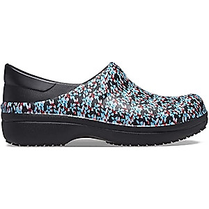 Crocs Women's Neria Pro II Clogs, Slip Resistant Work Shoes, Black/Ice Blue, Numeric_8