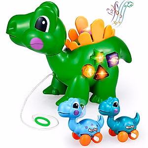 Push & Pull Toys for Toddlers 1-3 | Baby Toys 12-18 Months Can Sit & Stand &Roll, Pull Toy Dinosaurs with Lights & Sounds for Perschool, Boys Girls First Educational Gifts