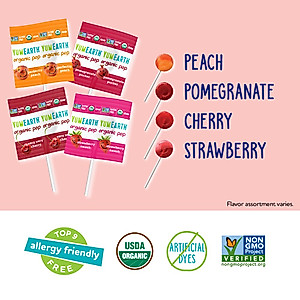 YumEarth Organic Pops Variety Pack, 14 Fruit Flavored Favorites Lollipops, Allergy Friendly, Gluten Free, Non-GMO, Vegan, No Artificial Flavors or Dyes