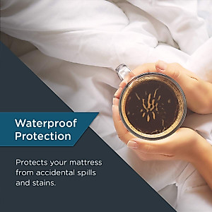 Tempur-Pedic Cool Luxury Fitted Mattress Protector – Cool and Comfortable Luxury Knit - Waterproof to Protect Against Spills and Stains – Machine Washable, Queen Sized, White