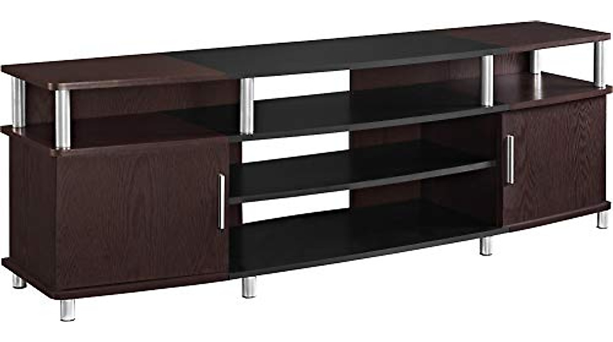 Ameriwood Carson TV Stand for 70-Inch TVs | Modern Cherry Finish