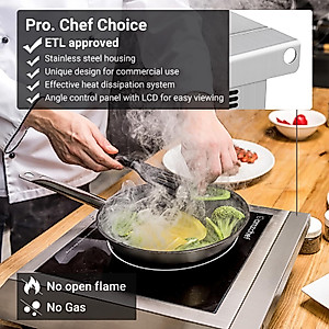 AMZCHEF Induction Cooktop Commercial, Professional Portable Induction Burner, 1800W Countertop Stove Burner with ETL-Certified Induction Hot Plate 3 Hours Timer,8 Temperature & Power Levels,LCD Screen