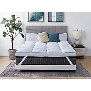 QUEEN ROSE Queen Mattress Topper, Cooling Extra Thick 3D Snow Soft Pillow Topper Mattress Pad Cover Bed Mattress Topper, Hotel Quality, Down Alternative, Plush and Support