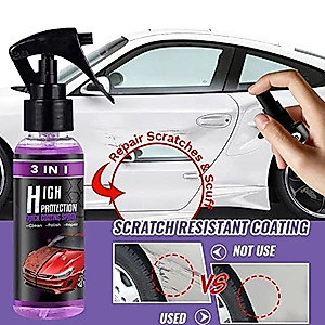 RJDJ 3 in 1 High Protection Quick Car Coating Spray, Car Scratch Nano Repair Spray, Plastic Parts Refurbish Agent, Quick Coat Car Wax Polish Spray for Cars (100ml, 3pcs)