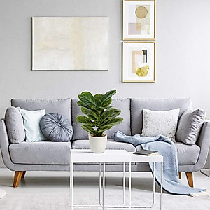 Briful 18 Inch Artificial Plants Realistic Fake Fiddle Leaf Fig Plant Faux Ficus Lyrata Plant Potted Fake Plant in White Pot for Living Room Home Indoor Decor