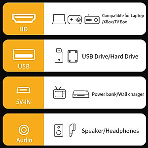 WiFi Blue-Tooth Projector, Native 1080P HD Projector 14-100 inch Projection Screen Home Video Projector, Portable Wireless Projector Compatible with Computer/Mobile Phone/Tablet/USB Flash (Yellow)