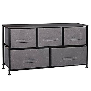 ZenStyle Fabric Dresser with 5 Drawers, Dresser Storage Tower, Storage Cabinet Organizer Unit for Bedroom, Living Room, Closet, Entryway, Hallway, Nursery Room, Grey