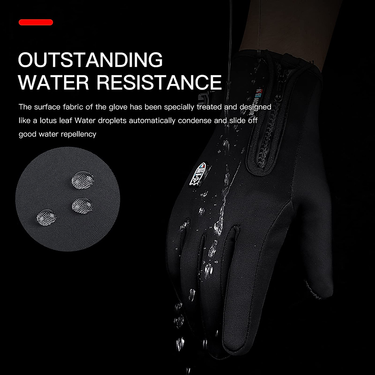 TEMEI Winter Gloves for Mens and Womens, with Sensitive Touch Screen Texting Fingers, Waterproof Windproof Anti Slip Heated Glove Hands Warm for Drive, Motorcycle, Fishing (Large, Black)