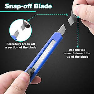 DIYSELF 24 Pack Box Cutters for Work, Office, Box Opener with 9mm Wide Blade, Retractable Utility Knife Box Knife for Cardboard, Packages, Sharp Box Cutter for Women, Girls, Razor Knife Exacto Knife