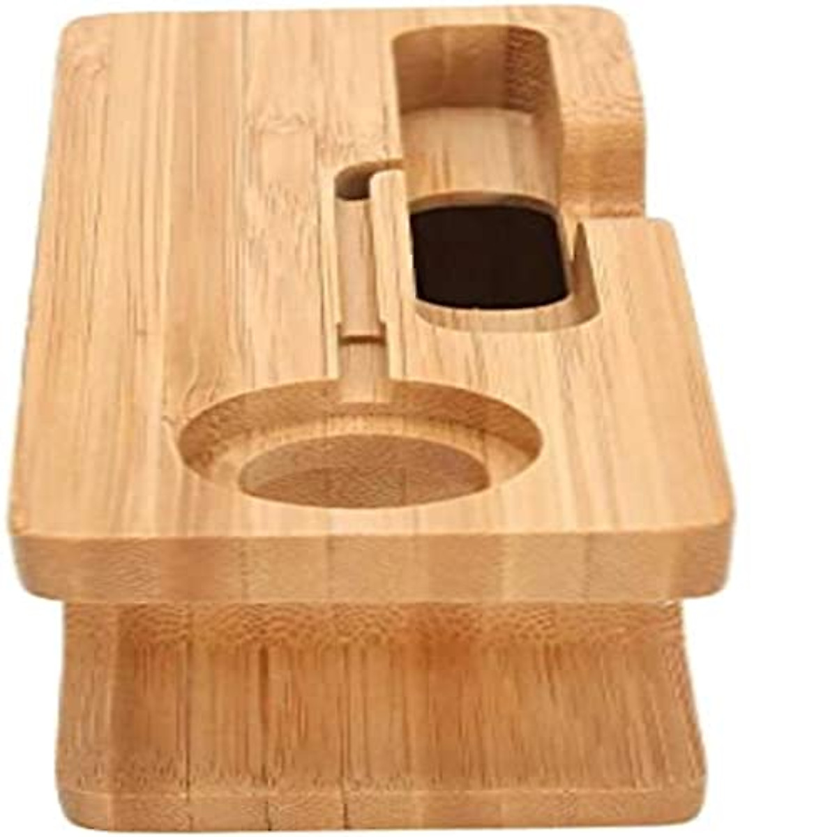 Wooden Docking Station for Multiple Devices - Desktop Organizer Smartphone Charging Dock Tablet and Charging Stand - Bamboo Charging Station with Multiple Cables