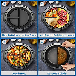 2023 Upgrade Silicone Crock Pot Liner Fit for Crockpot 6 QT Oval, BPA Free Reusable Slow Cooker Divider Insert Separator Bags Triple Pockets, Dishwasher Safe (3 Dividers)