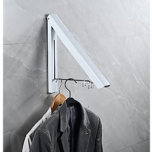 MISSMIN White Retractable Clothes Rack 2 Pack - Wall Mounted Folding Clothes Hanger Drying Rack for Laundry Room Closet Storage Organization