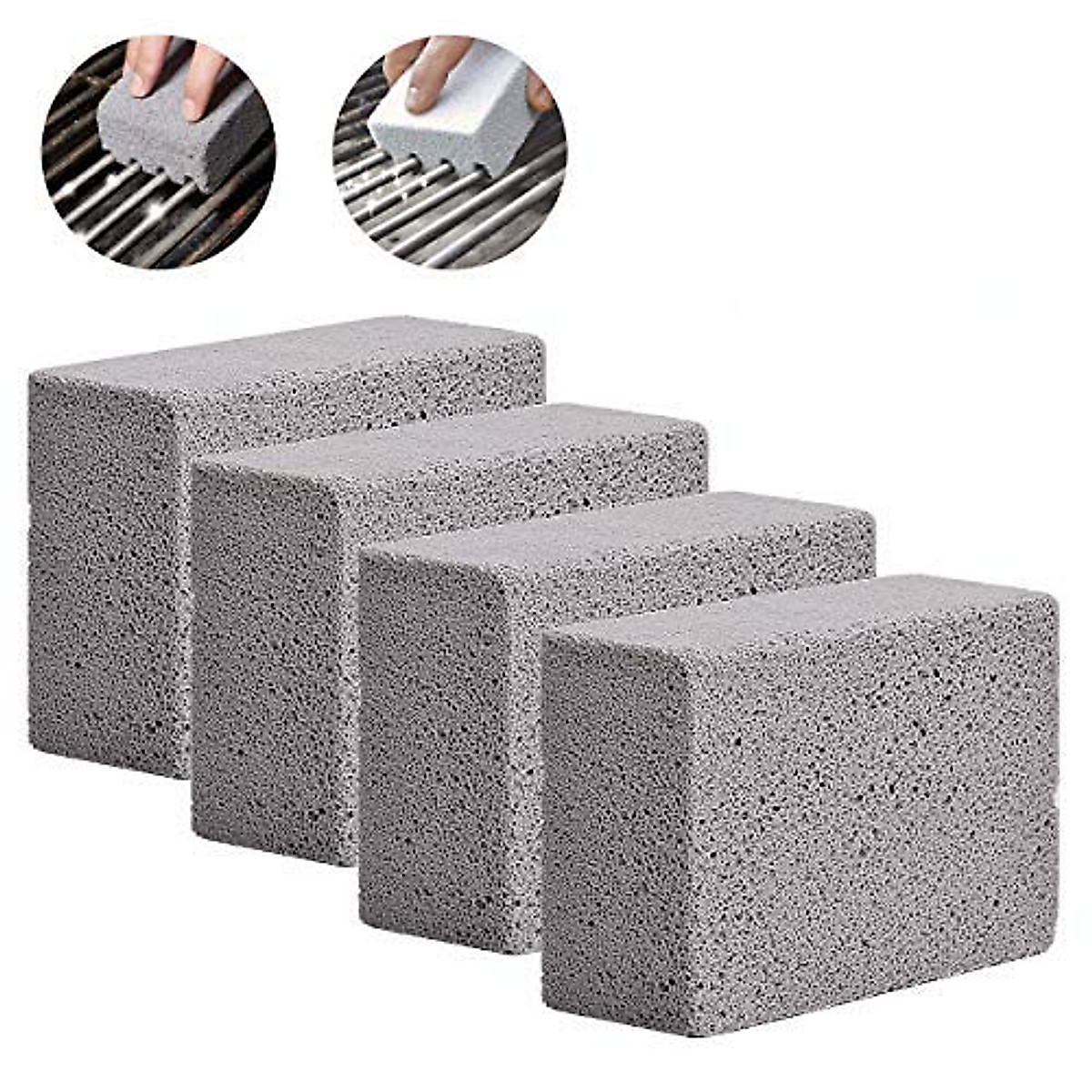 4 Pack Grill Cleaning Brick Block - Grill Stone/Griddle Cleaner Block - BBQ Grill Stones Cleaner - Remove Greases Stains Residues Dirt