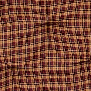 VHC Brands Patriotic Patch Square Kitchen Table Decor, Plaid Chair Pad, Red, 15"