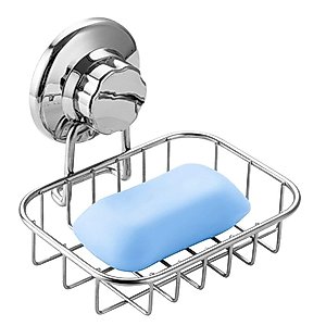 SANNO Suction Cup Soap Holder, Soap Dish Saver Tray Bar Soap Sponge Holder for Shower Wall, Bathroom, Tub and Kitchen Sink stainless steel