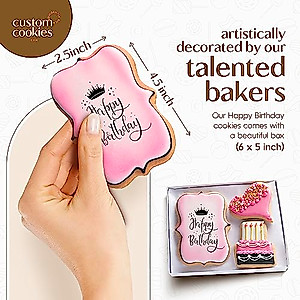 Custom Birthday Sugar Cookies in Gift Box - Kosher, Hand Decorated Treats for Women