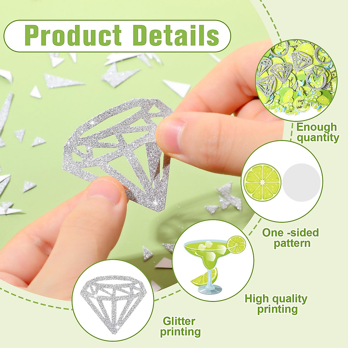 WinnerWhy 300 Pcs Margarita Glasses Confetti Margs and Matrimony Bachelorette Confetti Diamond Ring Motif Confetti Margarita Table Confetti Decor for Mexican Day Bridal Shower Tropical Party