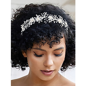 SWEETV Silver Bridal Headpiece for Wedding Crystal Bridal Headband Wedding Hair Accessories for Women Girl Hair Vine