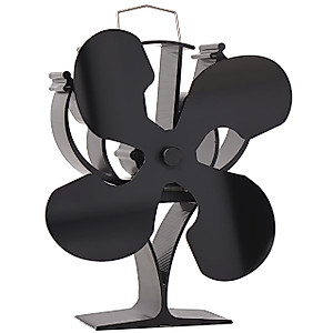 VODA New designed 4 Blades Heat Powered Stove Fan for Wood/Log Burner/Fireplace(Black)