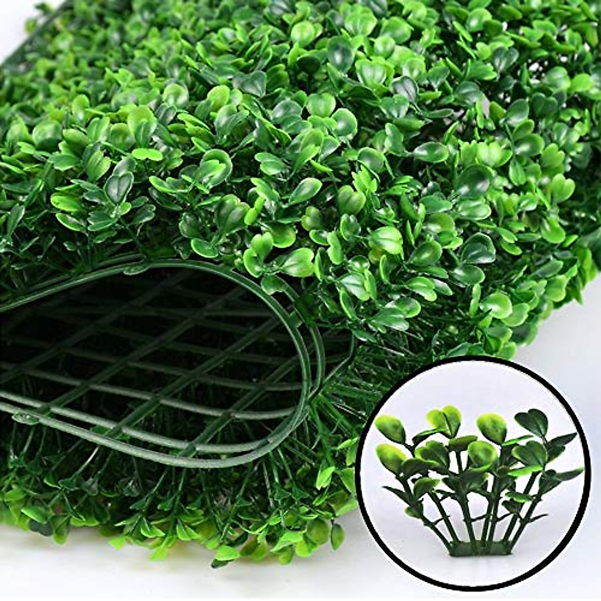 Boshen Pack of 10 PCS 24" x 16" Artificial Grass Green Wall Backdrop Panels 26.6 SQ Ft UV Protected Thickened Faux Boxwood Privacy Hedge Panels Decoration for Party Wedding Backyard Indoor Outdoor