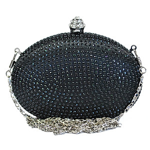Chicastic Black Rhinestone Crystal Minaudiere Hard Mini Wedding Cocktail Evening Clutch Bag