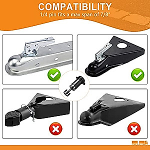 META Hardware Trailer Tongue Lock 1/4" Dia, Trailer Coupler Lock with 7/8 Inch Span Fits Latch-Type Coupler, Solid Coupler Lock with Keys for Towing Boat Truck RV Car Trailer (1Pack)