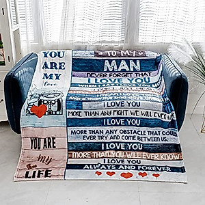 Anniversary Valentines Gifts for Husband Boyfriend Dad, You are My Life Wedding Christmas Blankets Gifts to My Man, Fleece Blankets Soft Bedding Sofa