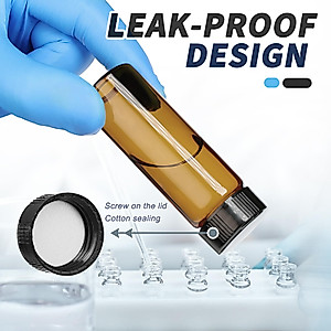 Kesell 12Pcs 30ML Amber Brown Glass Bottle with Black Caps for perfume oils and other liquids (Comes with red handwritten sticker paper)