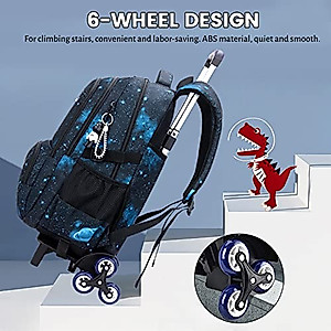 Amythe Rolling Backpack for Kids Teenagers, Casual Laptop Backpack - Lightweight, Waterproof,Tear-Resistant, Six-Wheeled for Easy Transport，Travel Luggage Backpack