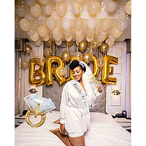 Bachelorette Party Decorations, Bridal Shower Decorations for Engagement Wedding Parties, 52pcs Bride To Be Party Supplies Kit with Sash, Veils, Banner, Cake Toppers, Temporary Tattoos & Gold Balloons